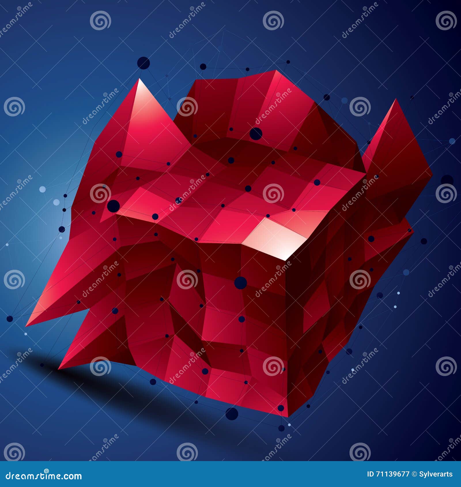 Spatial Vector Bright Digital Object, 3d Technology Figure with Stock ...