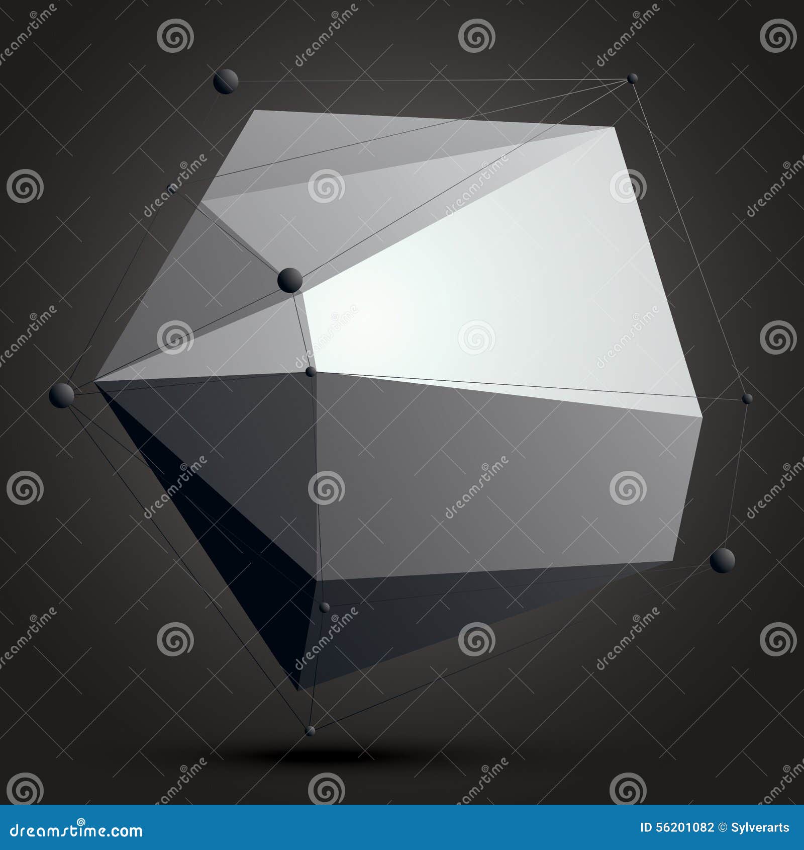 Spatial Vector Monochrome Digital Object 3d Technology Figure W Stock Vector Illustration Of