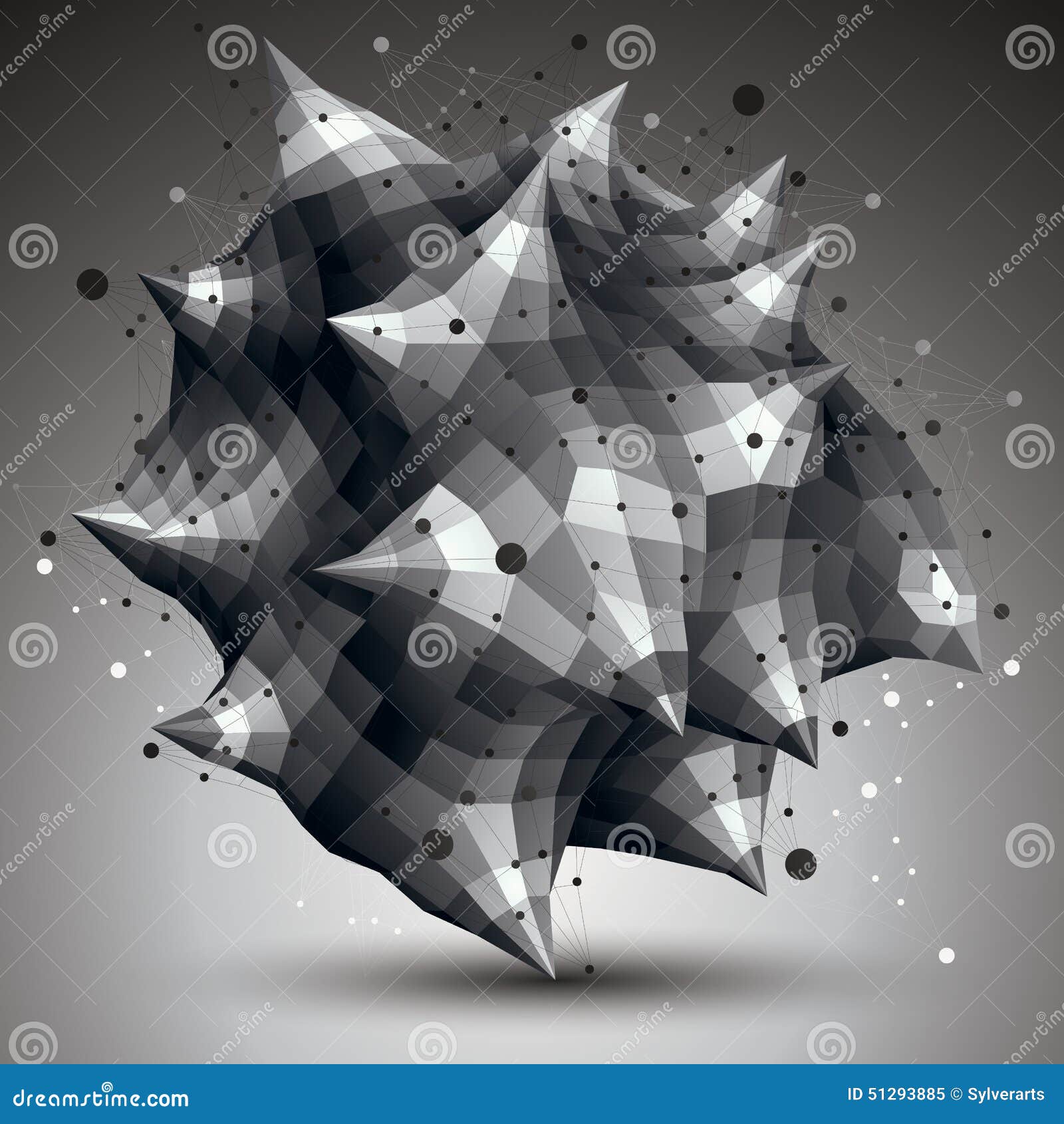 Spatial Vector Monochrome Digital Object, 3d Technology Figure W Stock ...