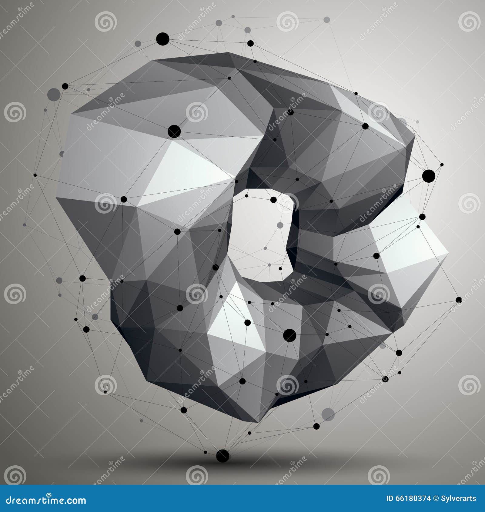Spatial Vector Monochrome Digital Object 3d Technology Figure W Stock Vector Illustration Of