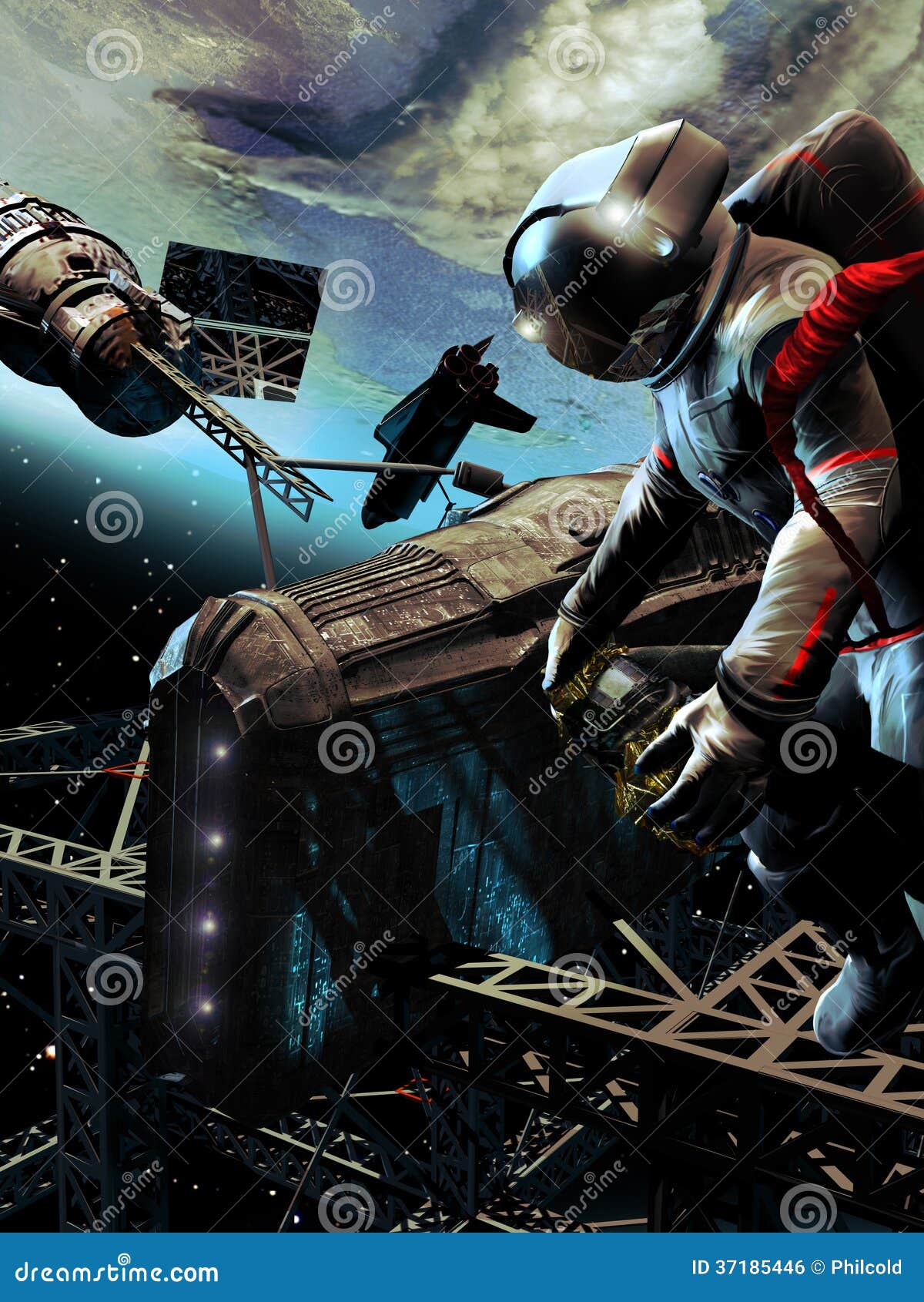Spatial worker stock illustration. Illustration of astronaut - 37185446