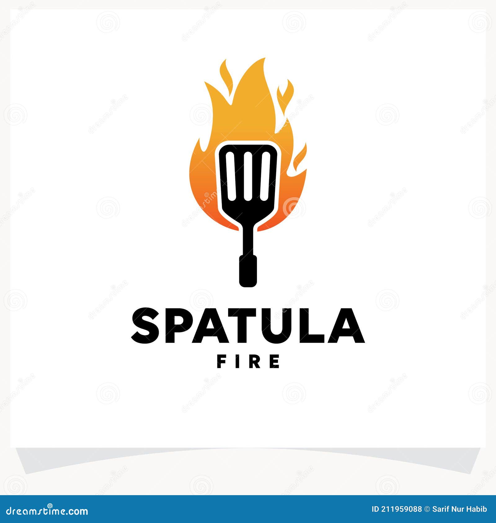 Spatula Fire Logo Design Template Stock Vector - Illustration of menu ...