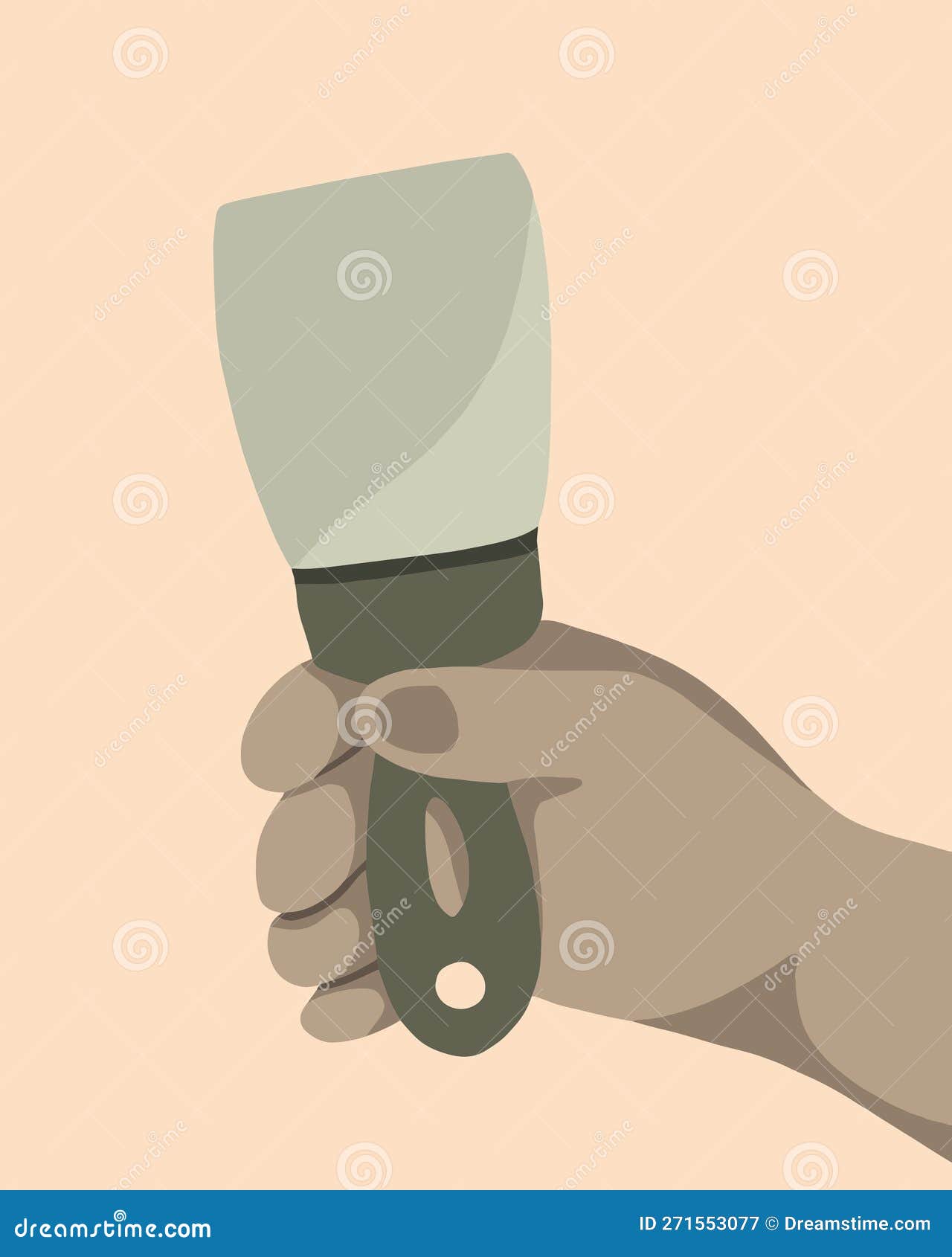 Spatula in human hand. stock vector. Illustration of isolated - 271553077