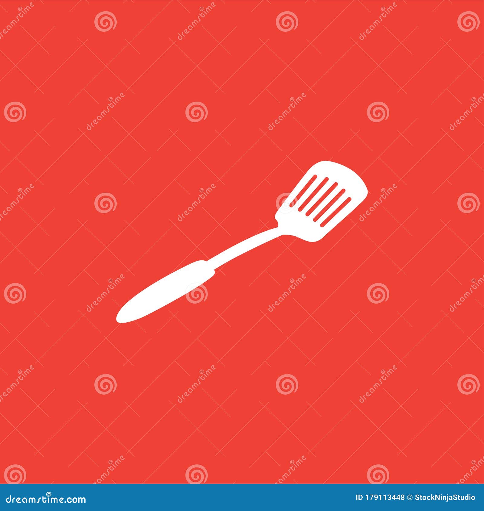 Spatula Icon on Red Background. Red Flat Style Vector Illustration ...