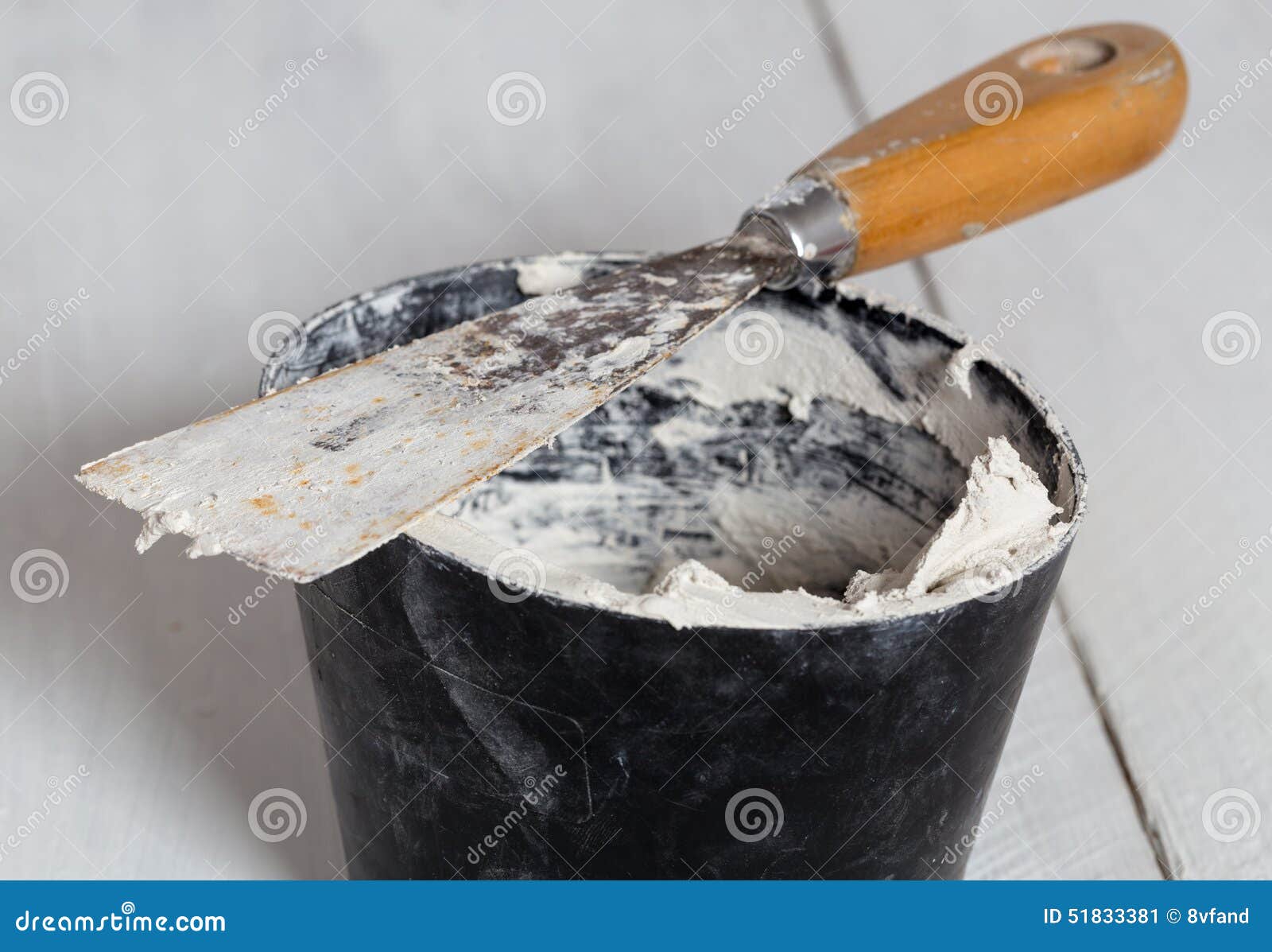 Spatula with Plaster and Mixing Tub Stock Image - Image of macro ...
