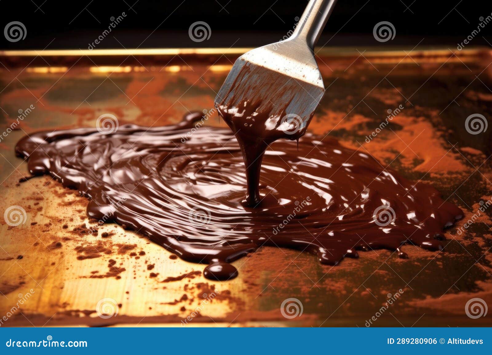 Spatula Spreading Melted Chocolate Evenly Stock Photo - Image of ...