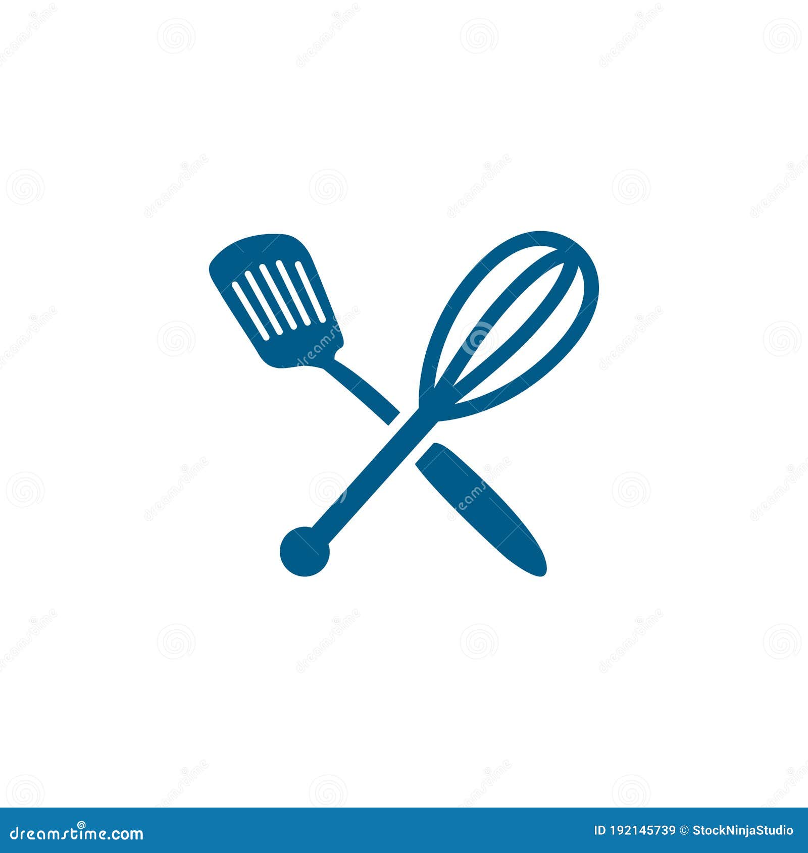 Spatula Whisk Blue Icon on White Background. Blue Flat Style Vector ...