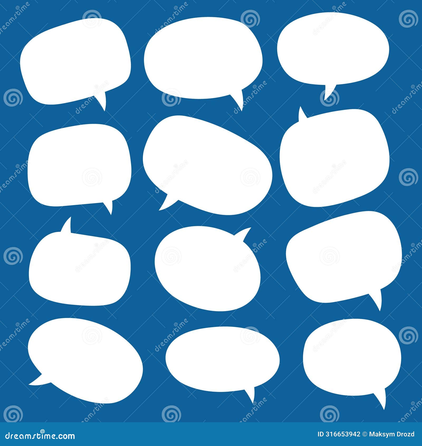Speak Bubble for Text, Cartoon Chatting Box, Message Box. Blank Empty White Speech Bubbles Stock ...