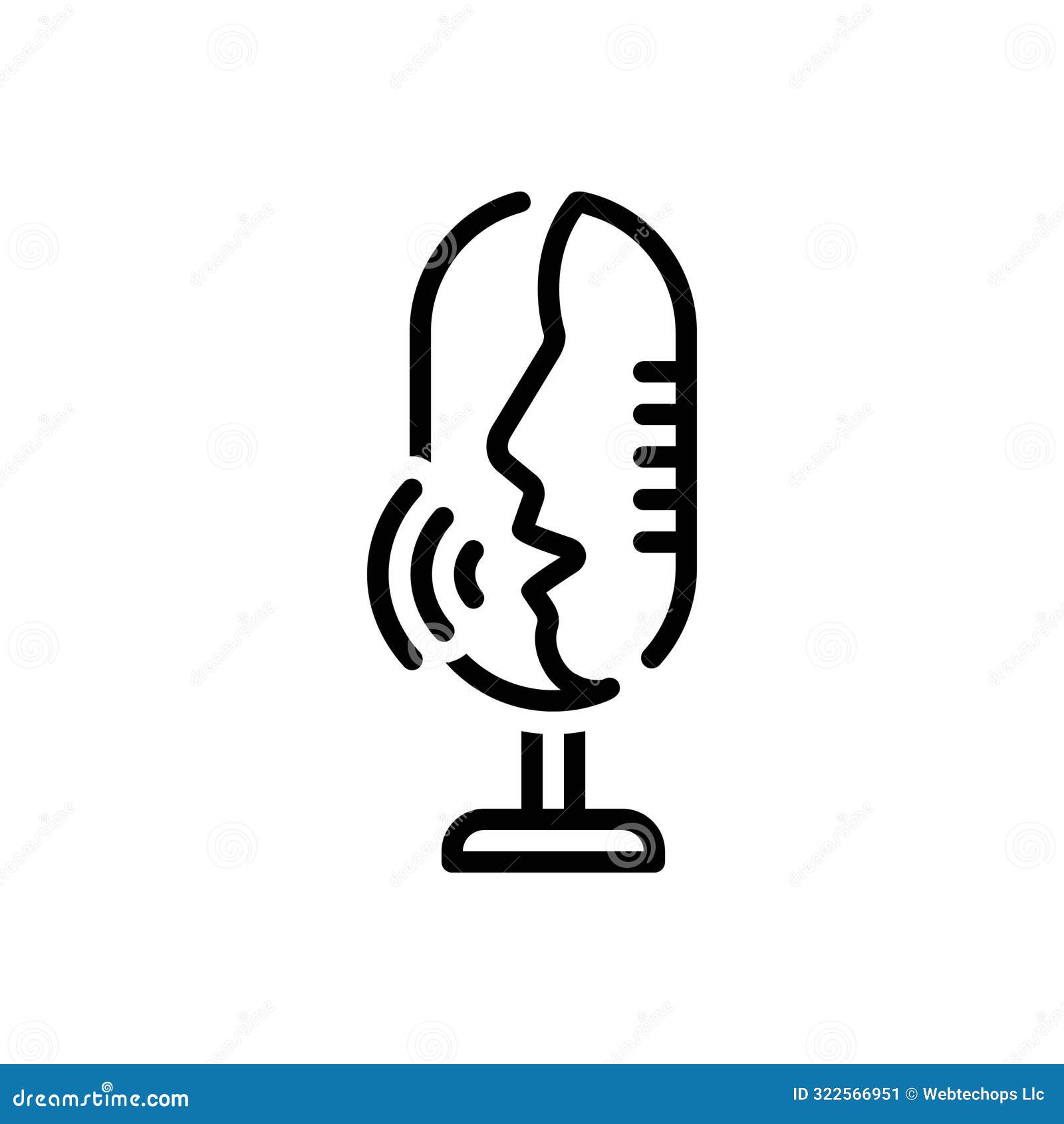 Black Line Icon for Speak, Say and Mike Stock Vector - Illustration of ...