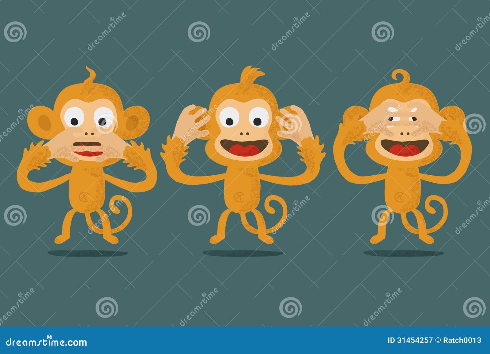 See No Evil Hear No Evil Speak No Evil Vector Cartoon Boy Character ...