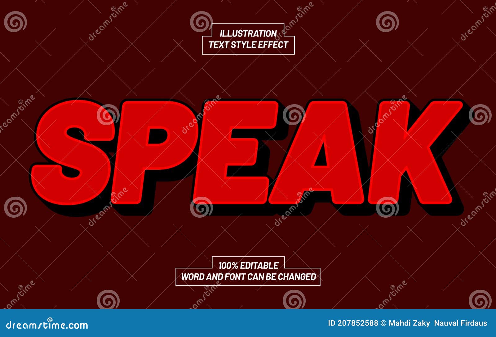 Speak Red Text Style Effect Stock Vector - Illustration of color, line ...