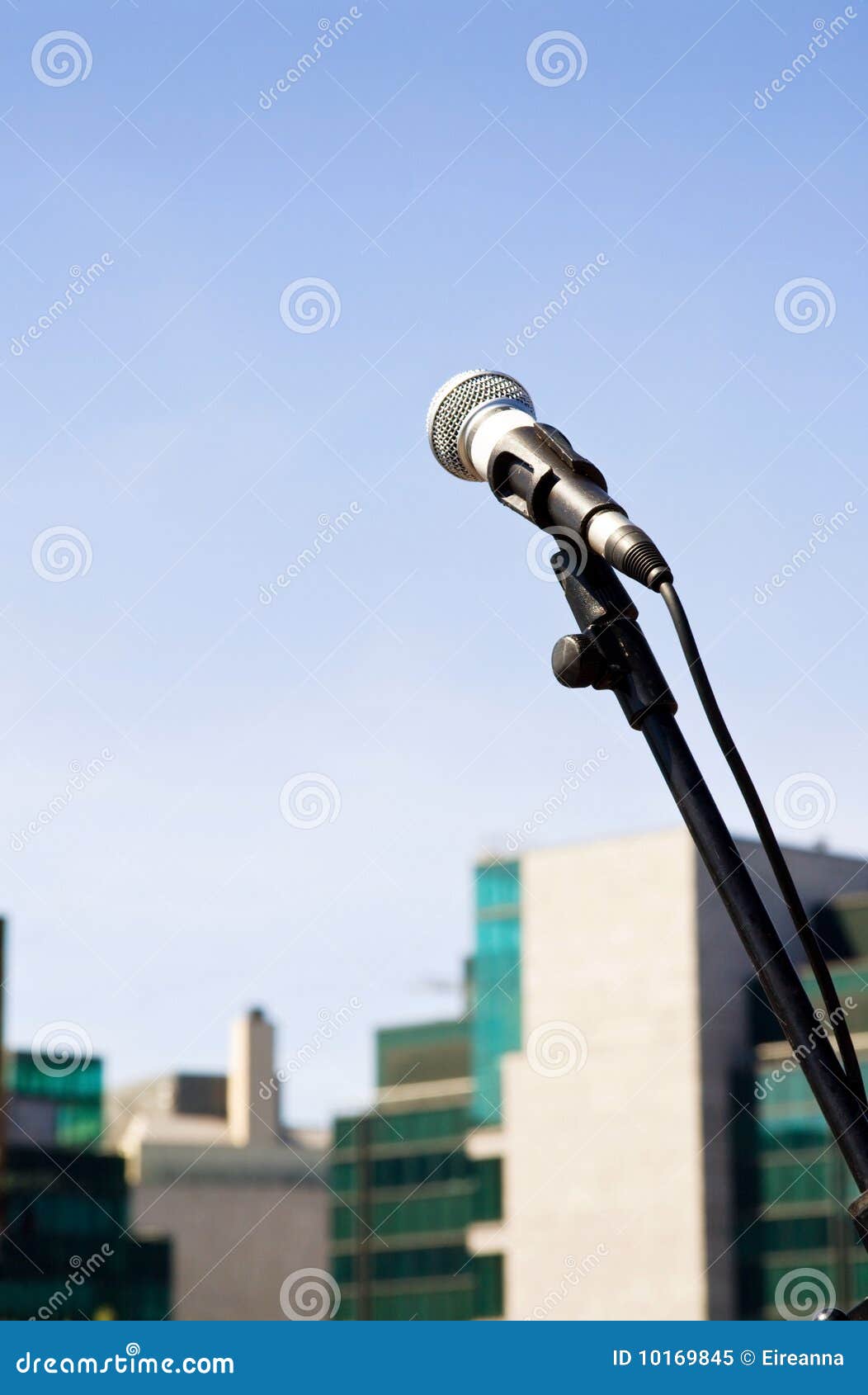 Speak Up - Microphone on Open Air Stage Stock Image - Image of speech ...