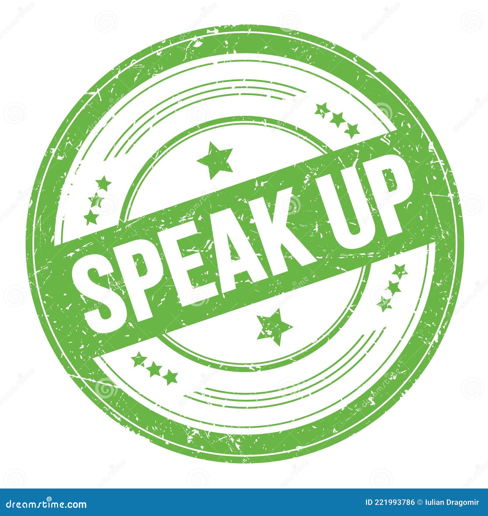 SPEAK UP Text on Green Round Grungy Stamp Stock Illustration ...