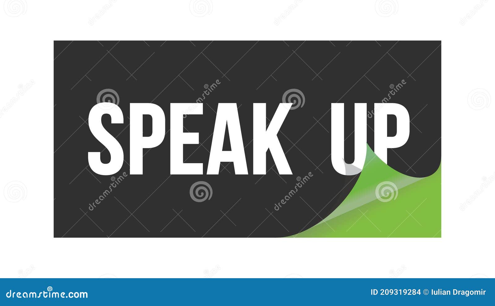 SPEAK UP Text Written on Black Green Sticker Stock Illustration ...