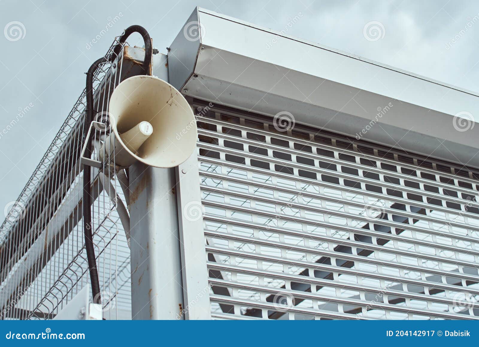 Speaker for Announcing Outdoor. Public Megaphone on Building ...