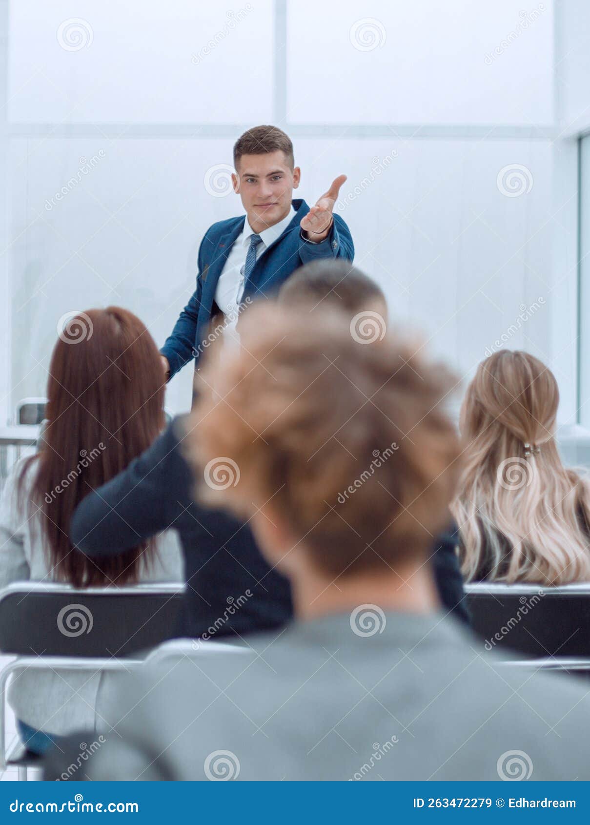 Speaker is Asking a Question during a Business Seminar. Stock Image ...