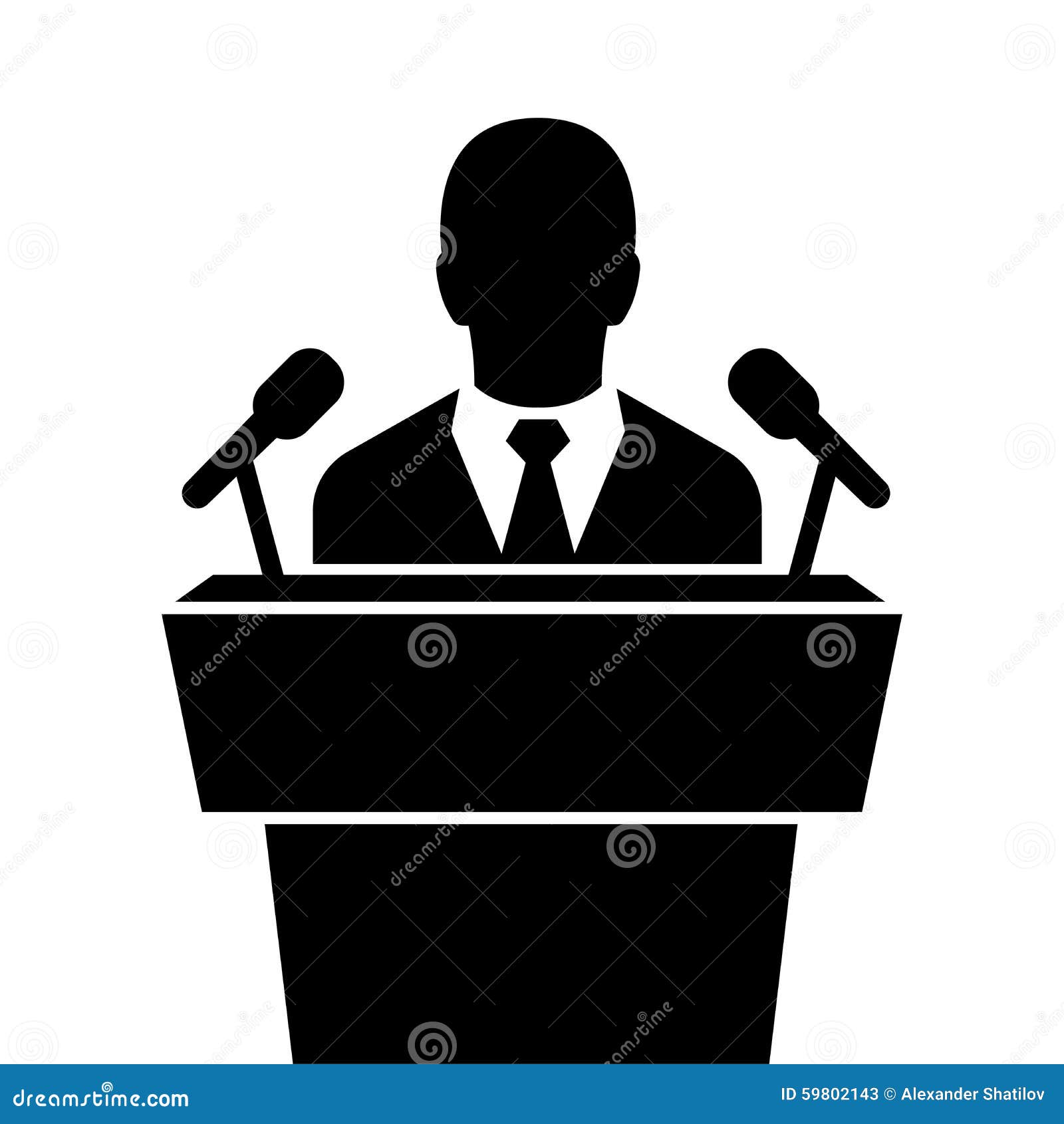 Speaker Black Icon. Orator Speaking from Tribune Vector Stock Vector ...