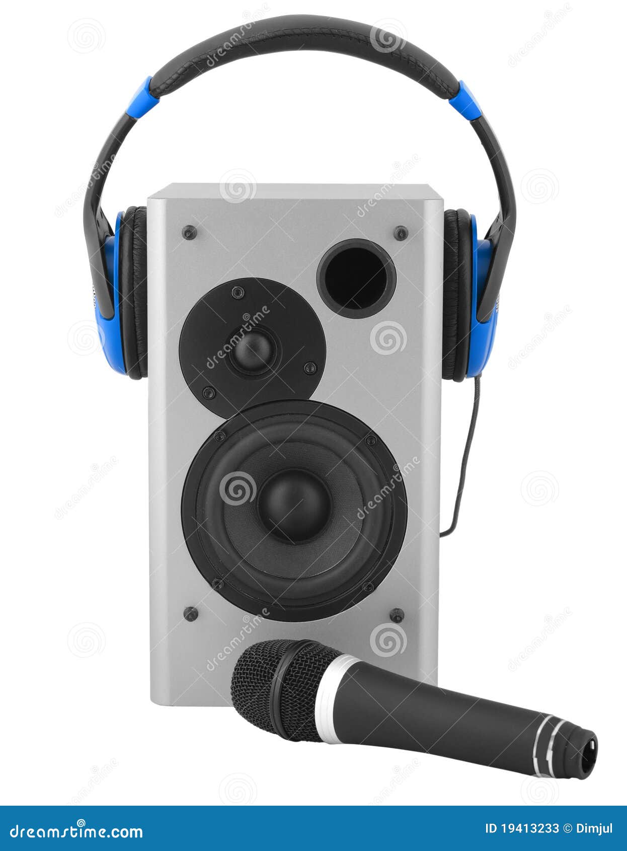 Speaker Box, Ear-phones and Microphone Stock Image - Image of stereo ...