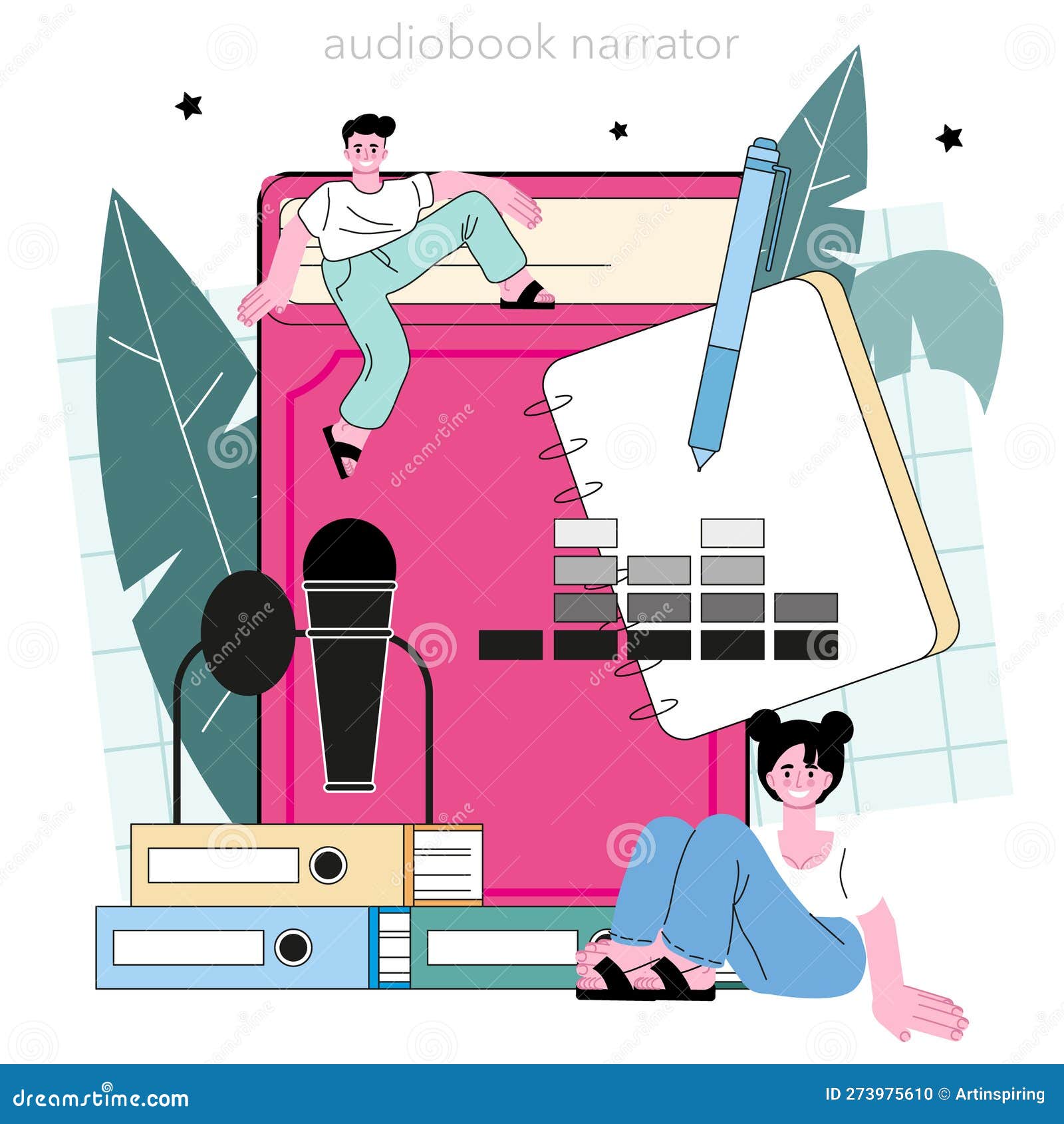 Speaker Concept. Audio Book Narrator Stock Vector - Illustration of ...