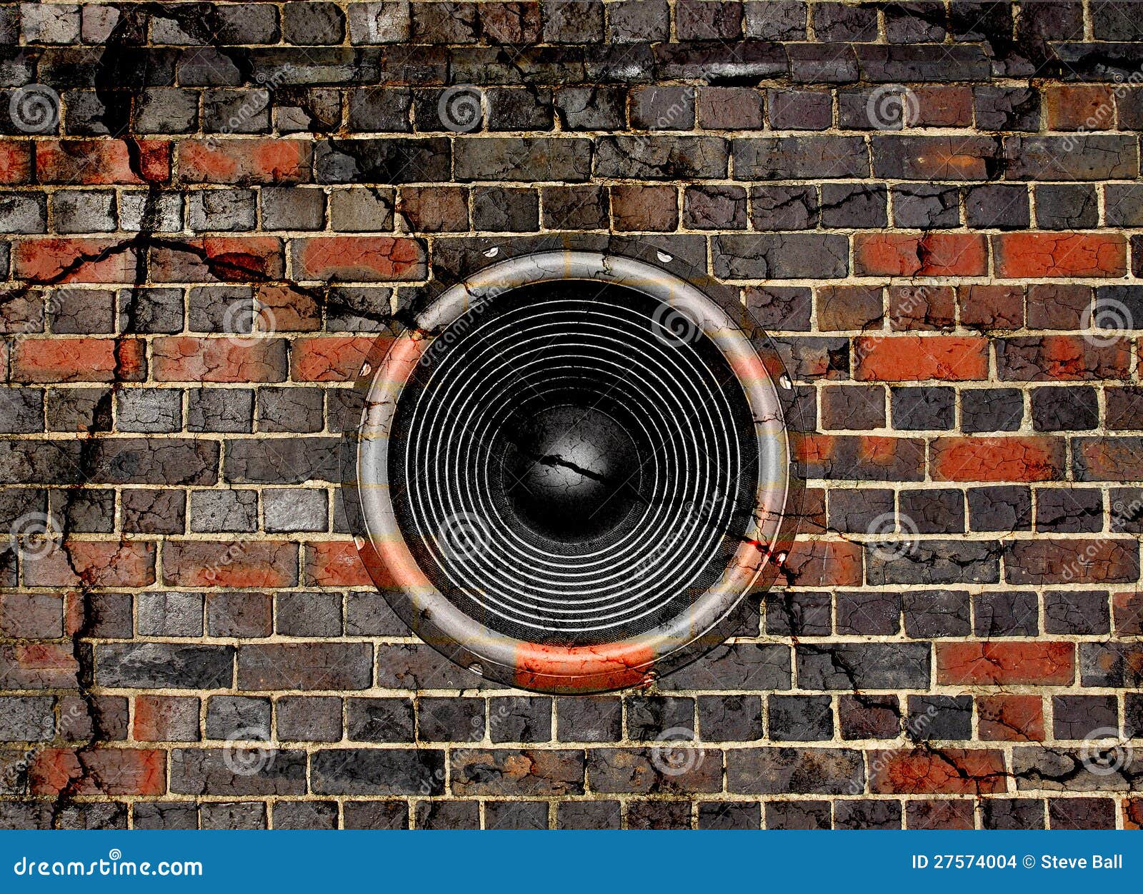 Speaker on a Cracked Brick Wall Background Stock Photo - Image of disco ...