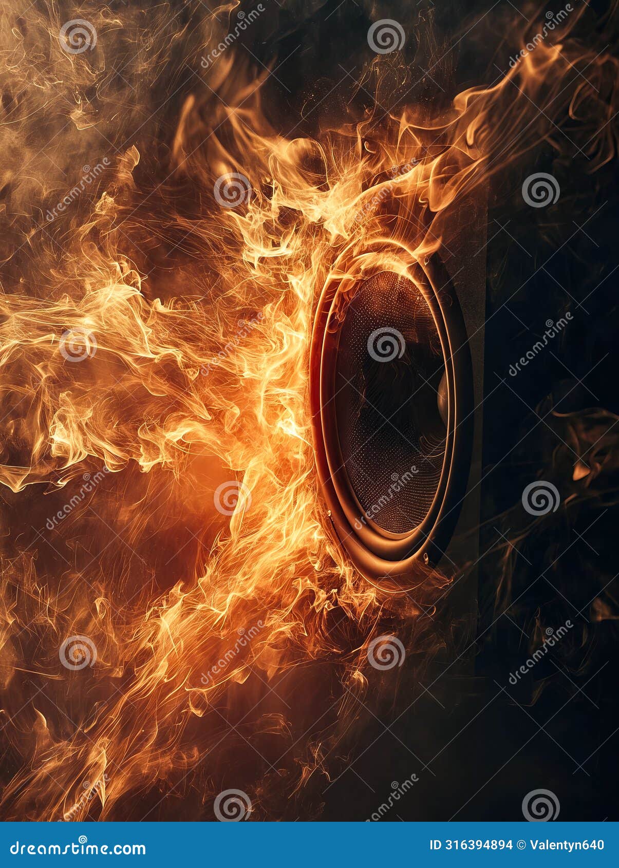 Speaker is on Fire with Flames Behind it. Generative AI Stock Photo ...