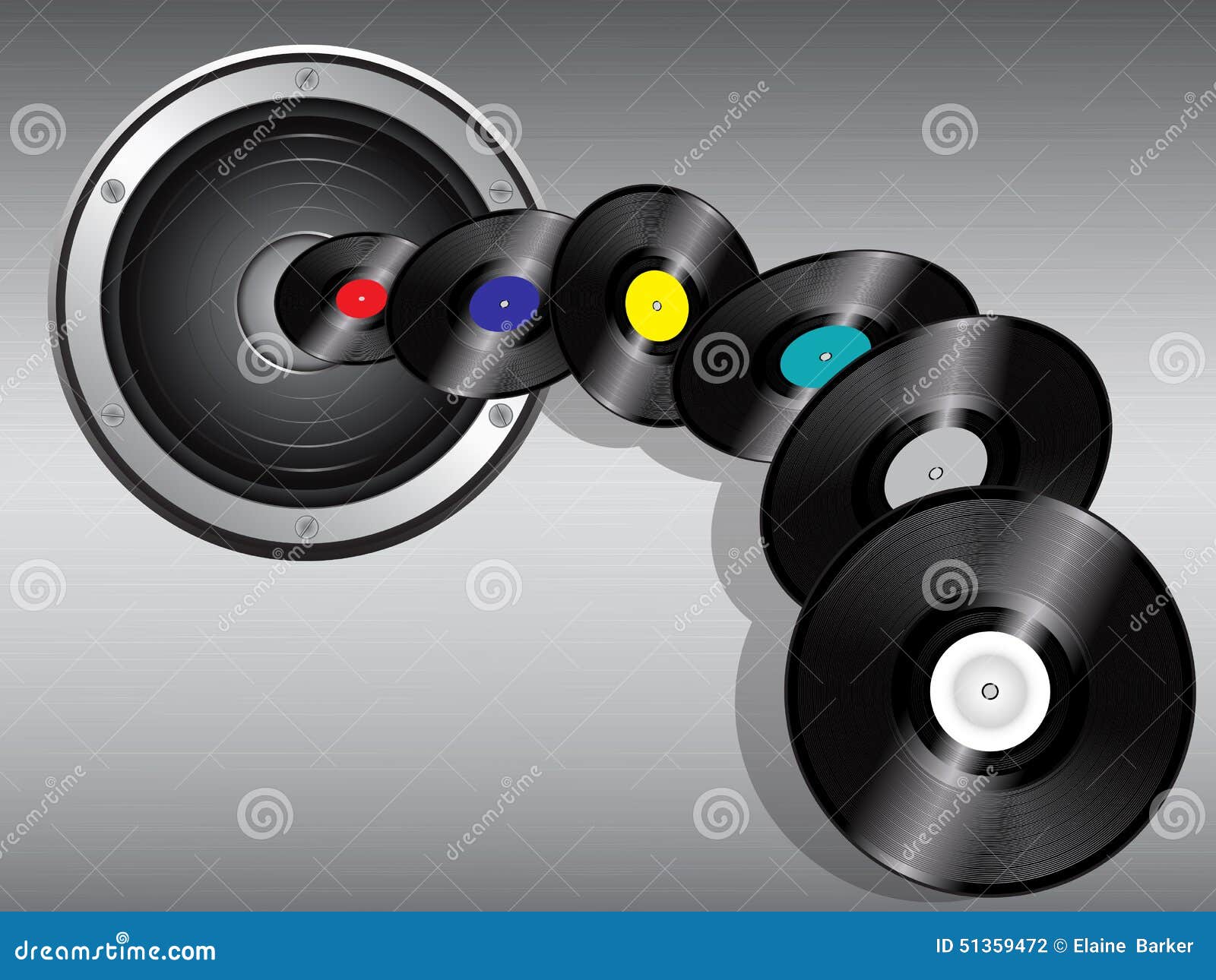 Speaker and flying records stock vector. Illustration of colors - 51359472