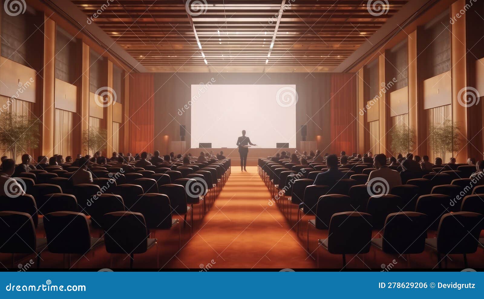 Speaker Giving a Talk in Conference Hall. Generative AI Stock ...