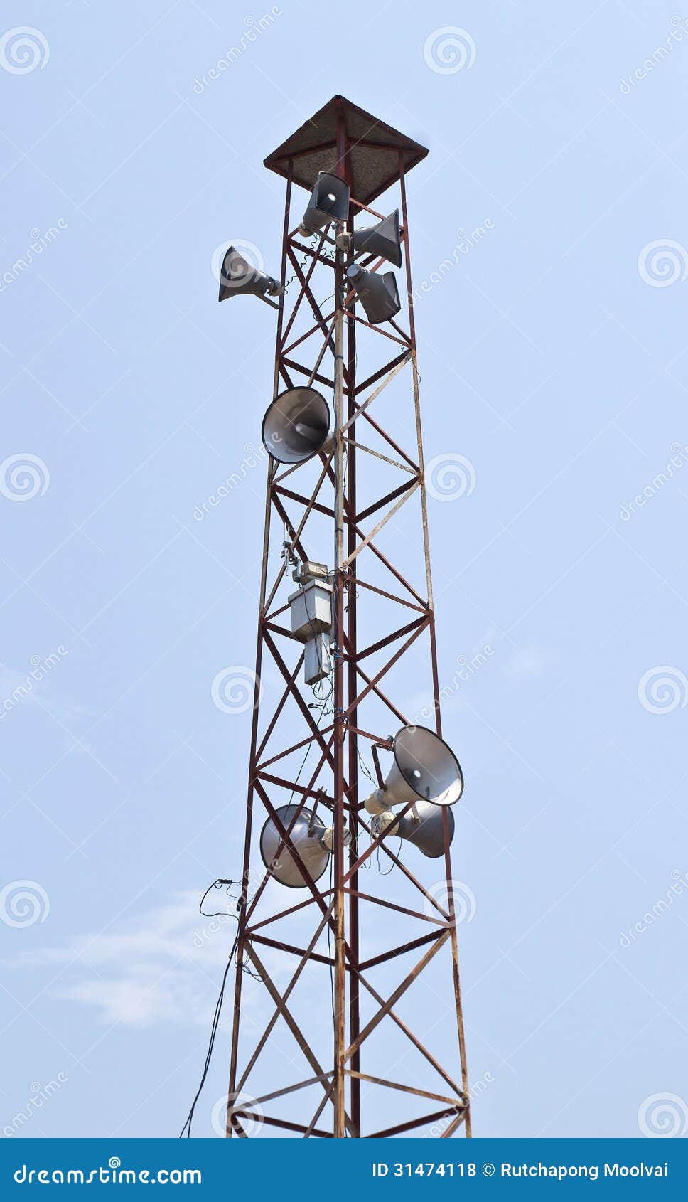 Speaker on high tower stock photo. Image of pillar, loud - 31474118