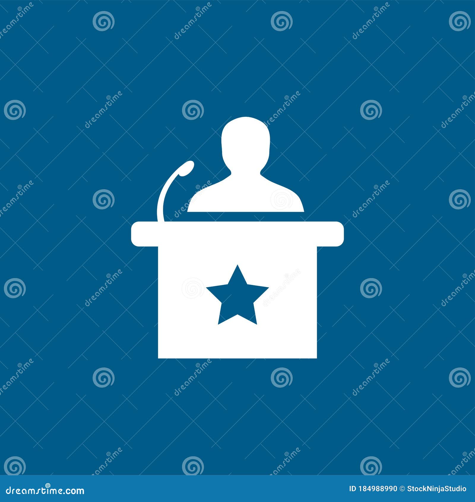 Speaker Icon on Blue Background. Blue Flat Style Vector Illustration ...