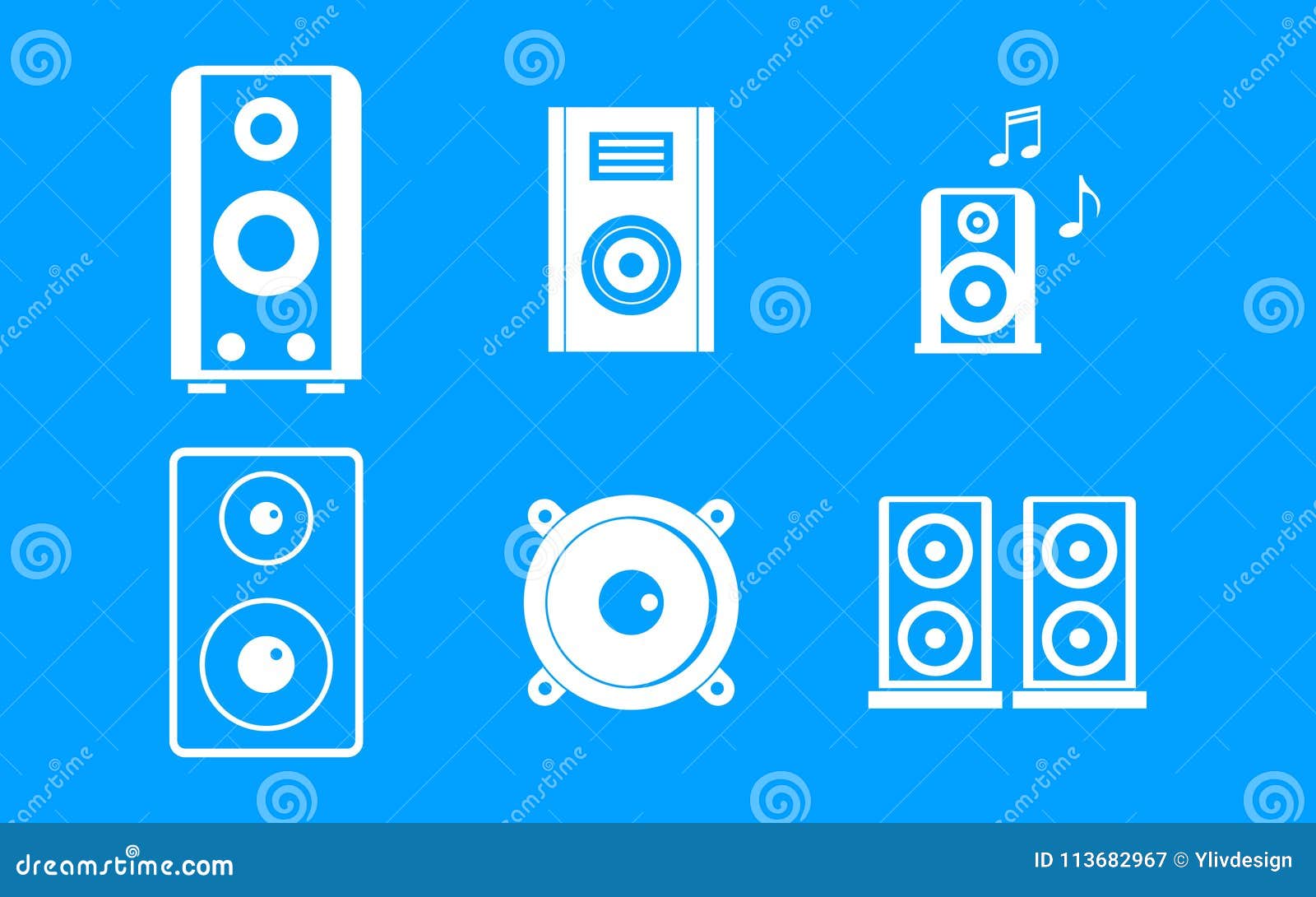 Speaker Icon Blue Set Vector Stock Vector - Illustration of element ...