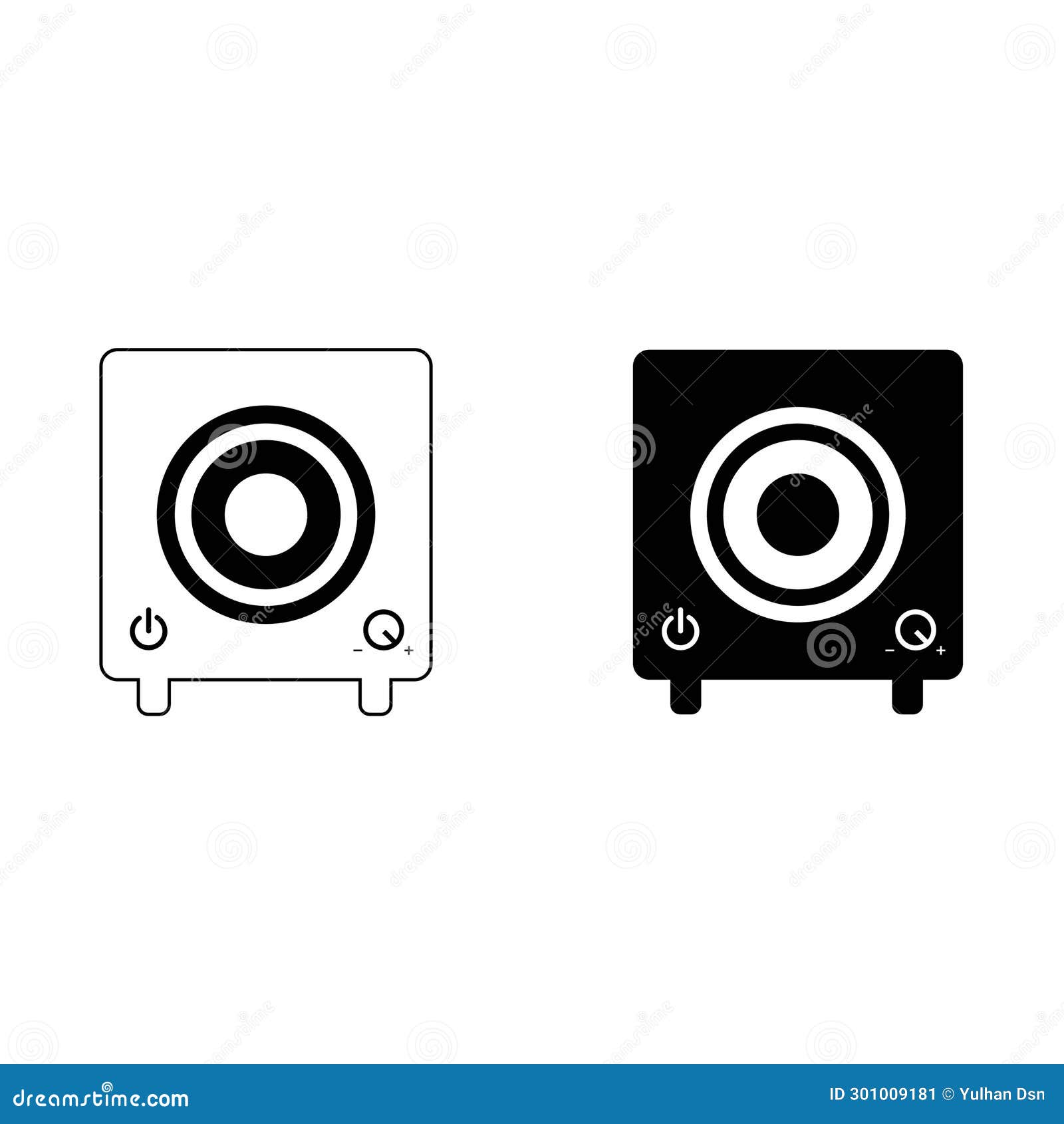 Speaker Icon with Power Button and Volume Button Vector Silhouette ...