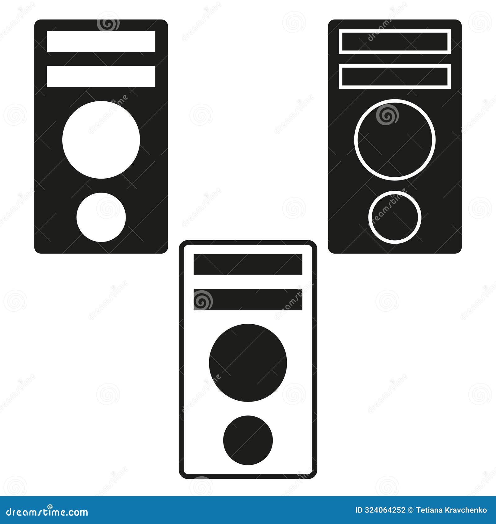 Speaker Icon Set. Audio System Symbols. Vector Graphic Illustration ...
