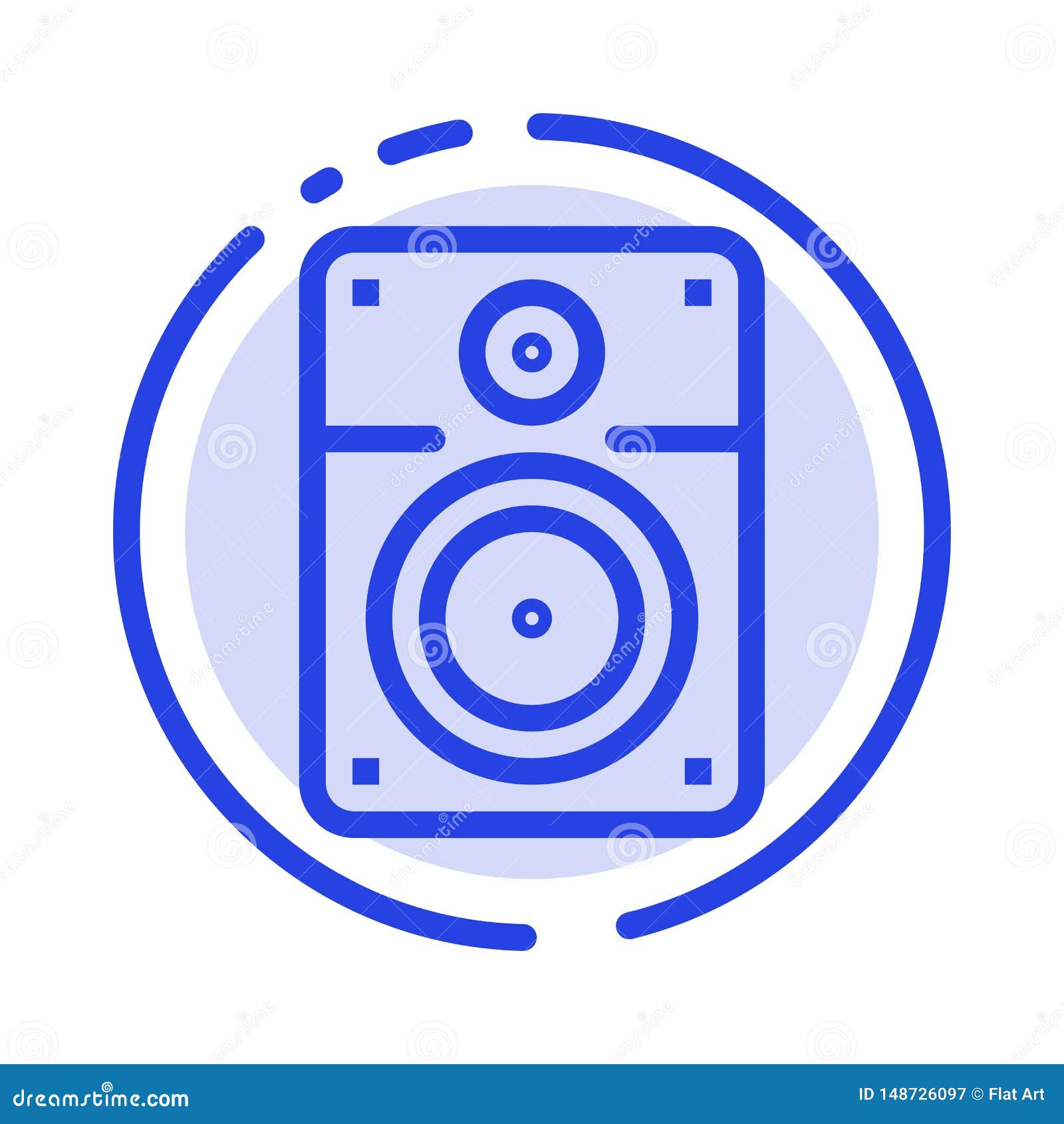 Speaker, Loud, Music, Education Blue Dotted Line Line Icon Stock Vector ...