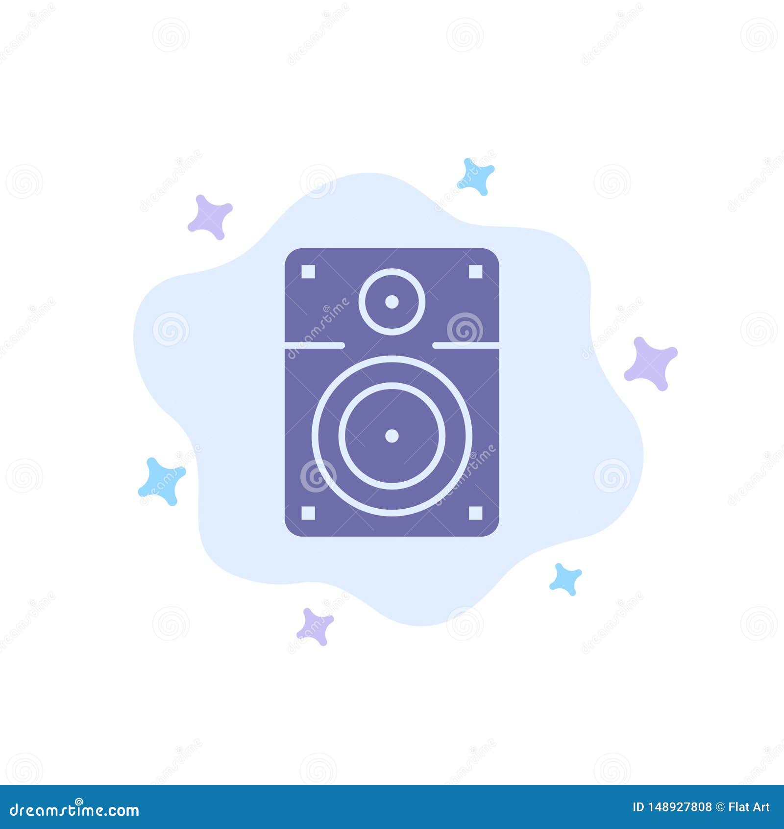 Speaker, Loud, Music, Education Blue Icon on Abstract Cloud Background ...