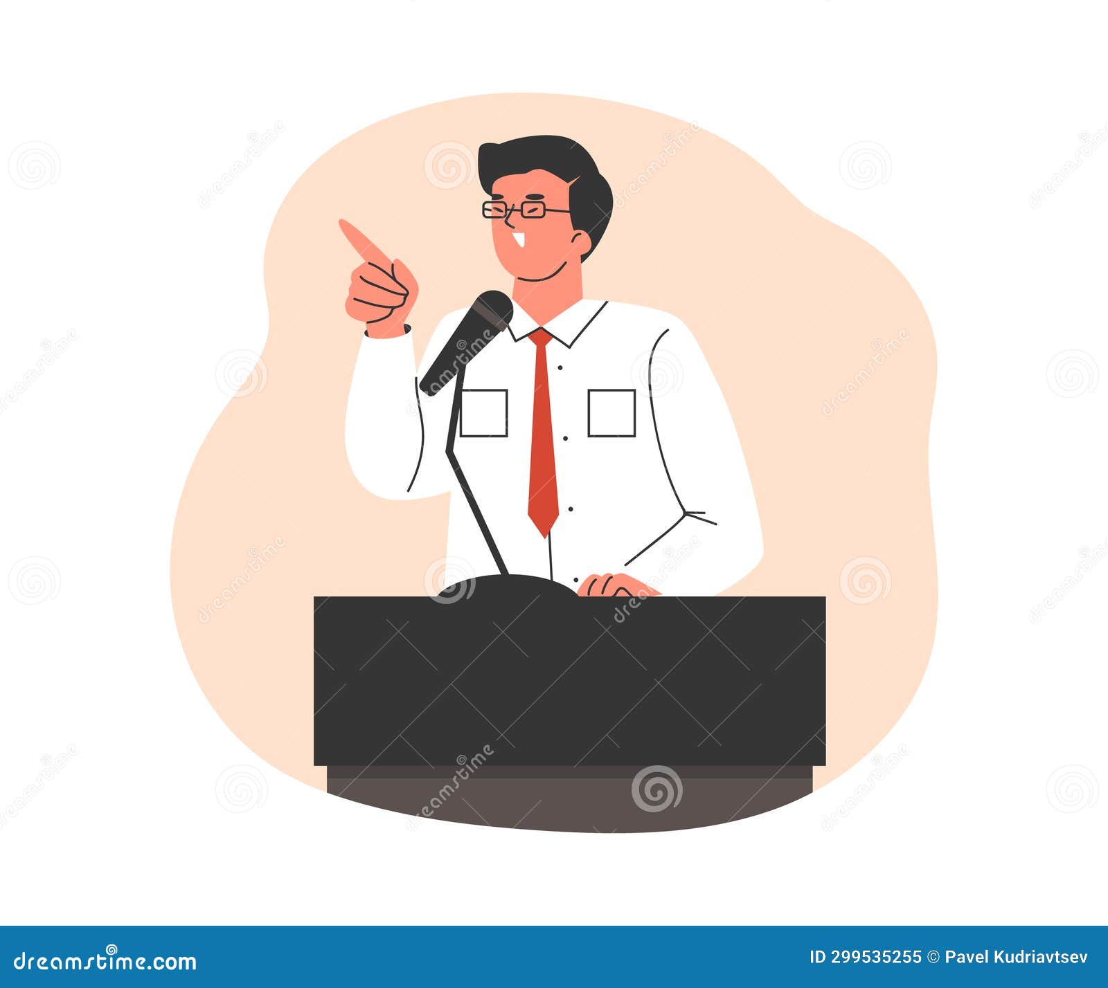 Speaker Man Stands on the Podium and Makes a Speech in Microphone ...