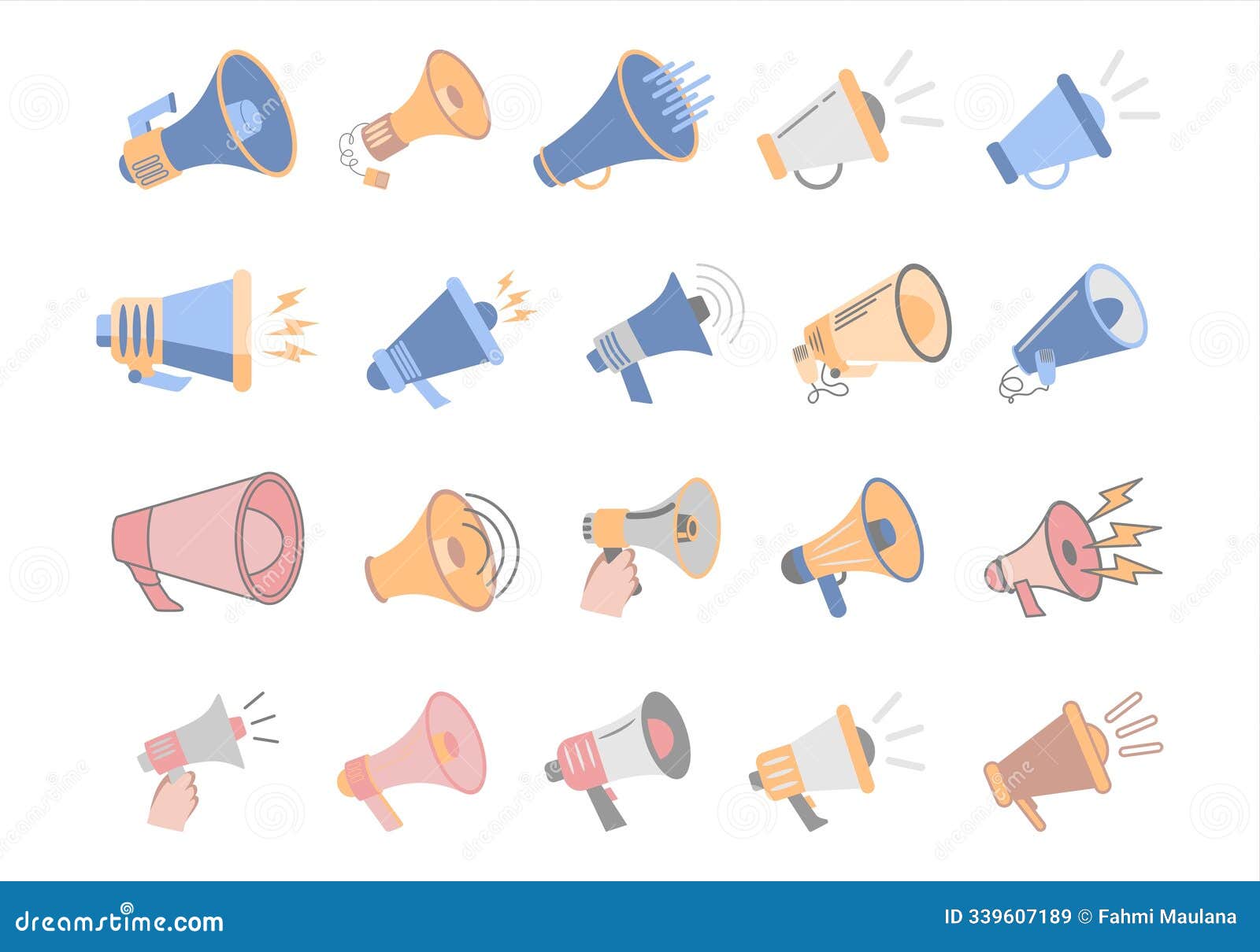 Speaker Megaphone Design Element Set Stock Vector - Illustration of ...
