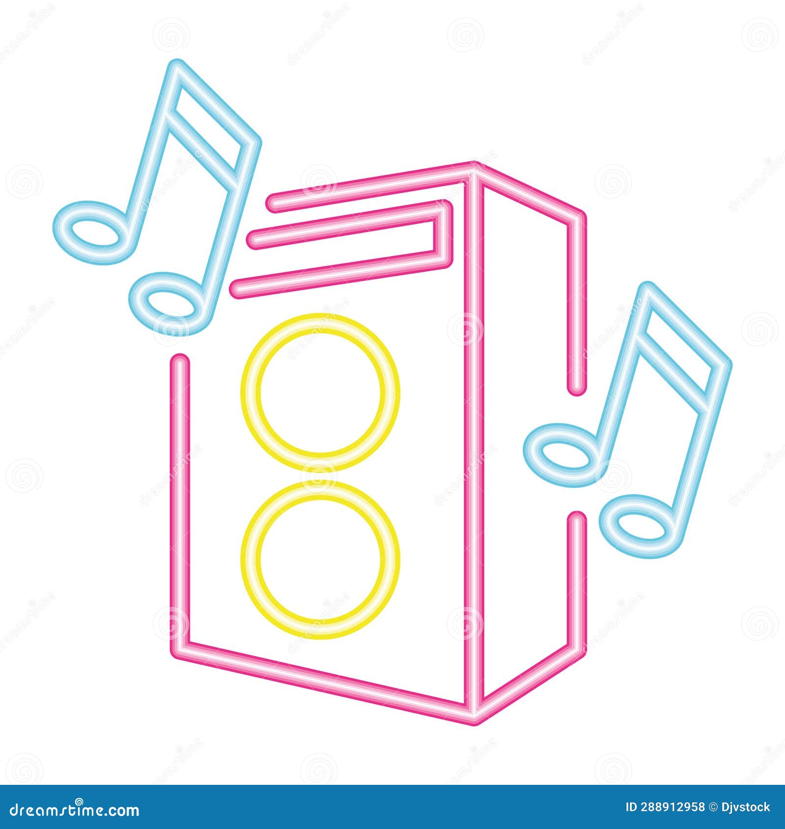 Speaker music neon sound stock vector. Illustration of isolated - 288912958