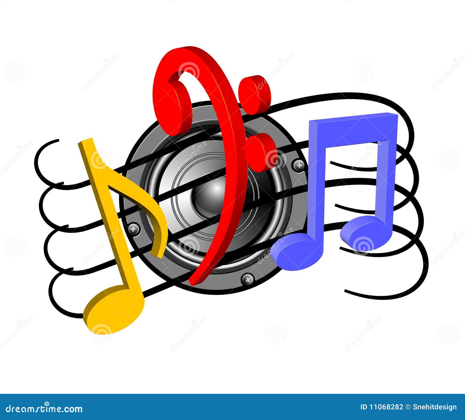 Speaker and music notes stock illustration. Illustration of audio ...