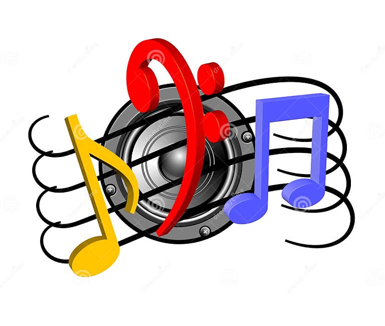 Speaker and music notes stock illustration. Illustration of audio ...