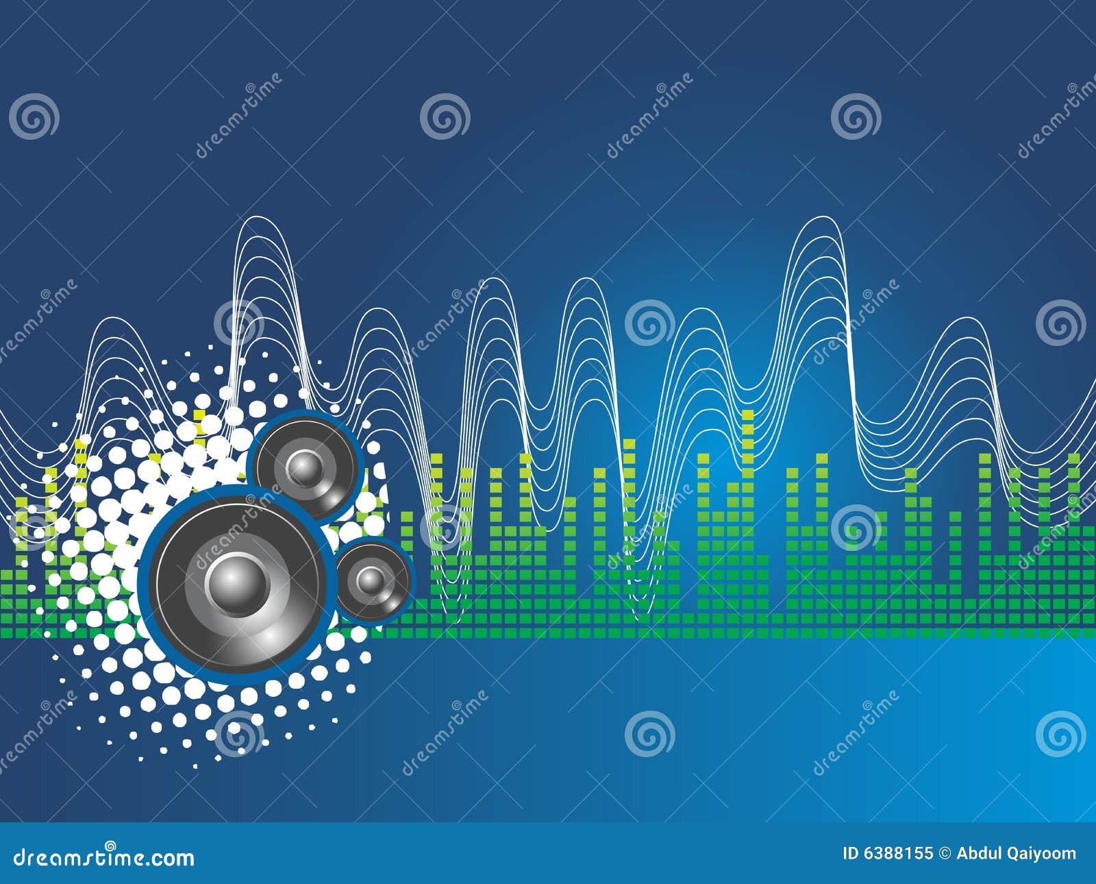 Speaker and Musical Waves on Blue, Illustration Stock Illustration ...