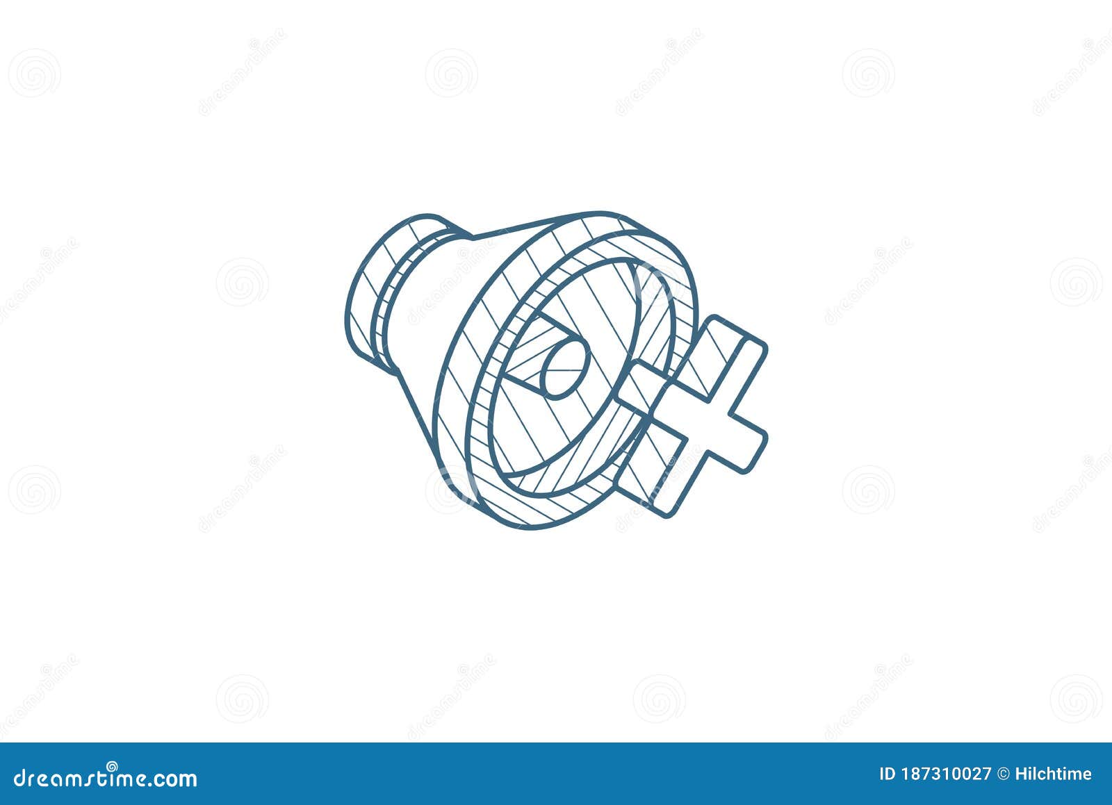 Speaker, Mute Isometric Icon. 3d Line Art Technical Drawing. Editable ...