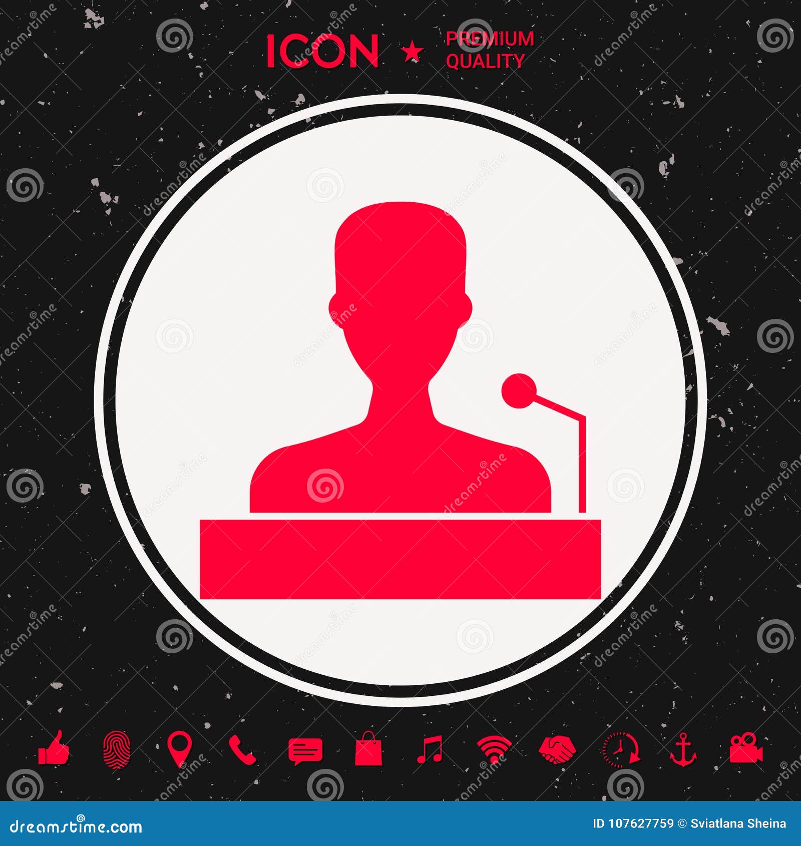 Speaker, Orator Speaking from Tribune Icon Stock Vector - Illustration ...