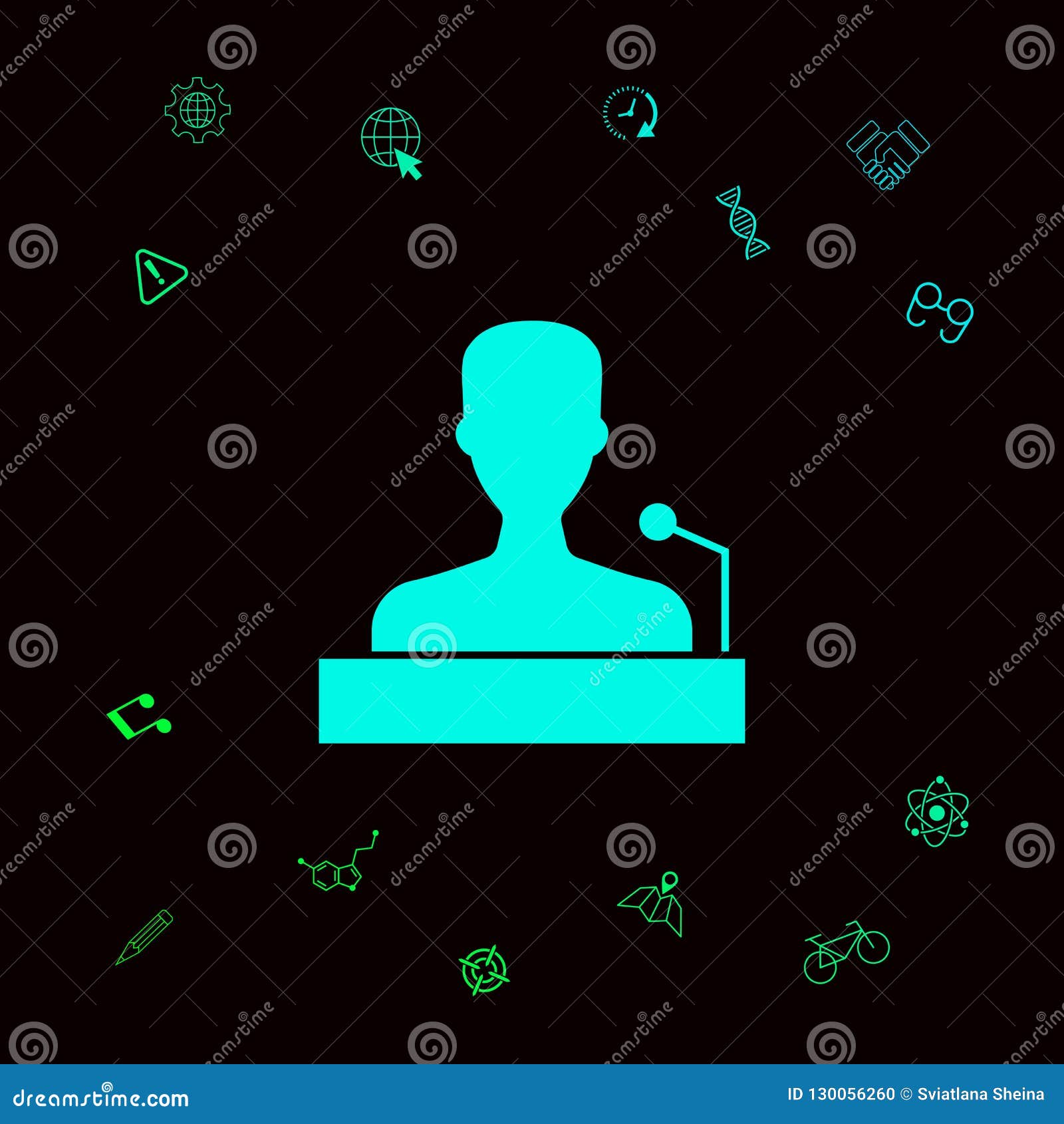 Speaker, Orator Speaking from Tribune Icon . Graphic Elements for Your ...