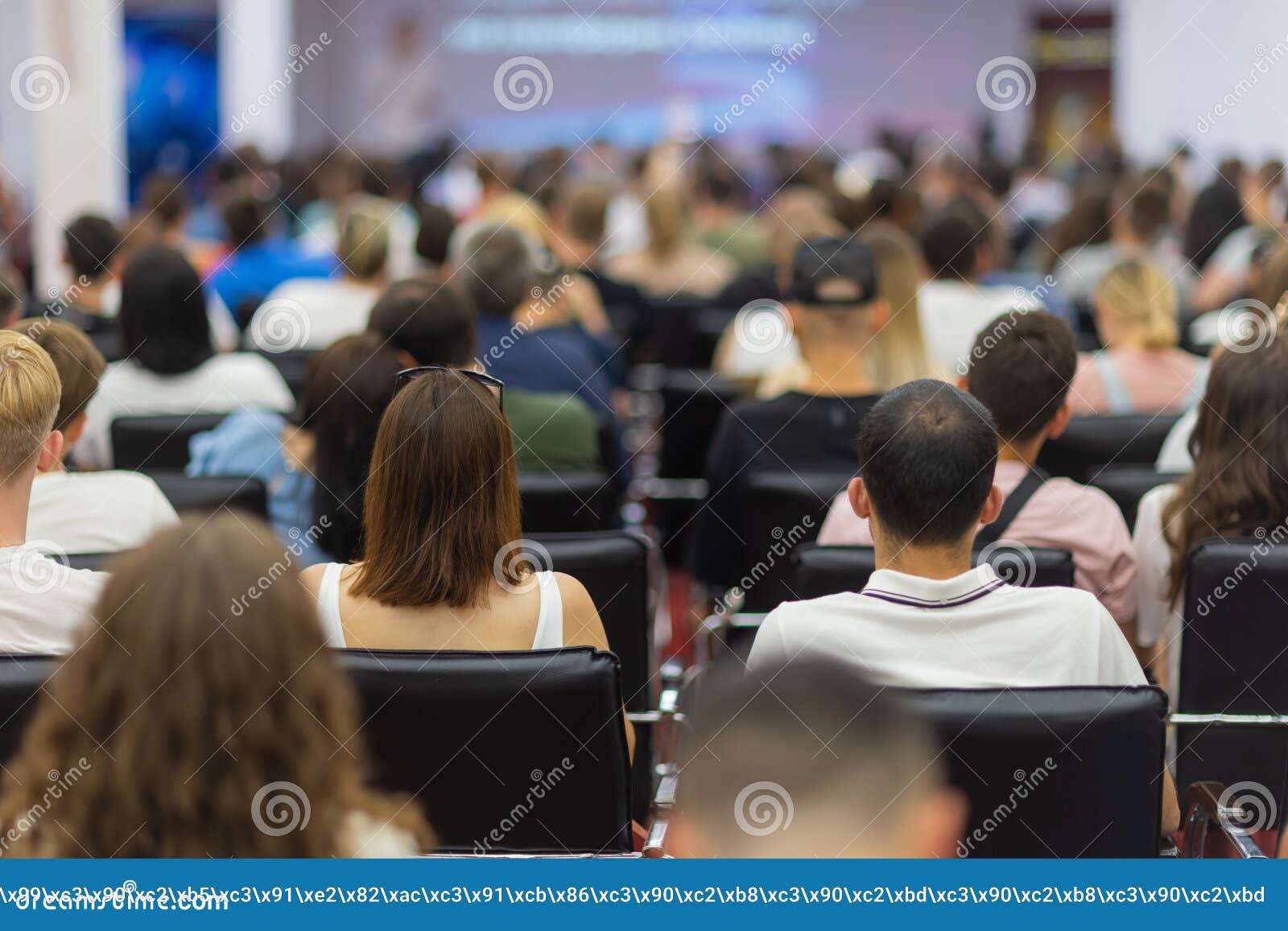 Speaker on the Podium. People at Conference Hall, Rear View. Editorial ...