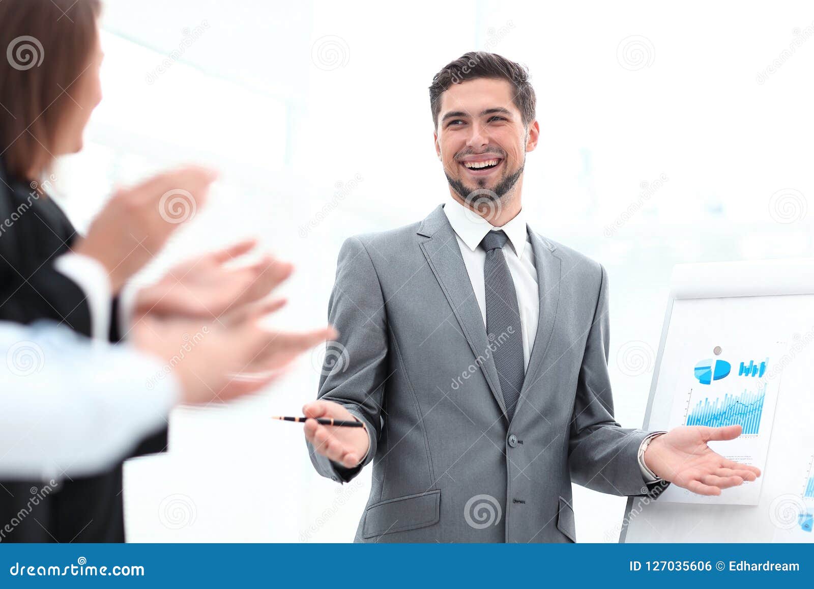 Speaker after the Presentation Communicating with the Audience Stock ...