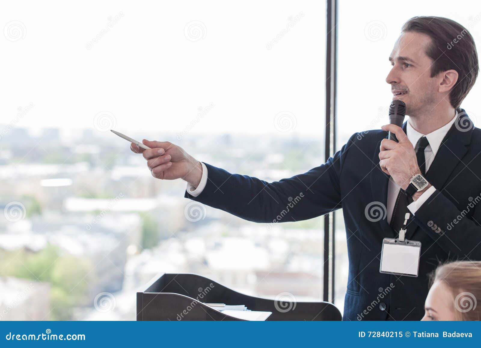 Speaker at Presentation To Audience Stock Image - Image of room ...
