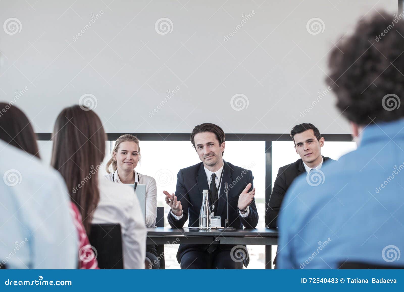 Speaker at Presentation To Audience Stock Image - Image of pointing ...
