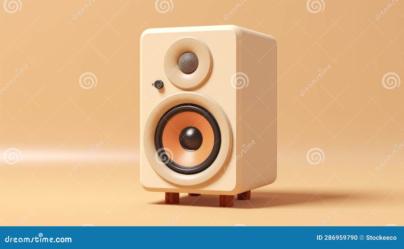 Warm Color Palette Stereo Speaker in 3d Modeling Stock Illustration ...