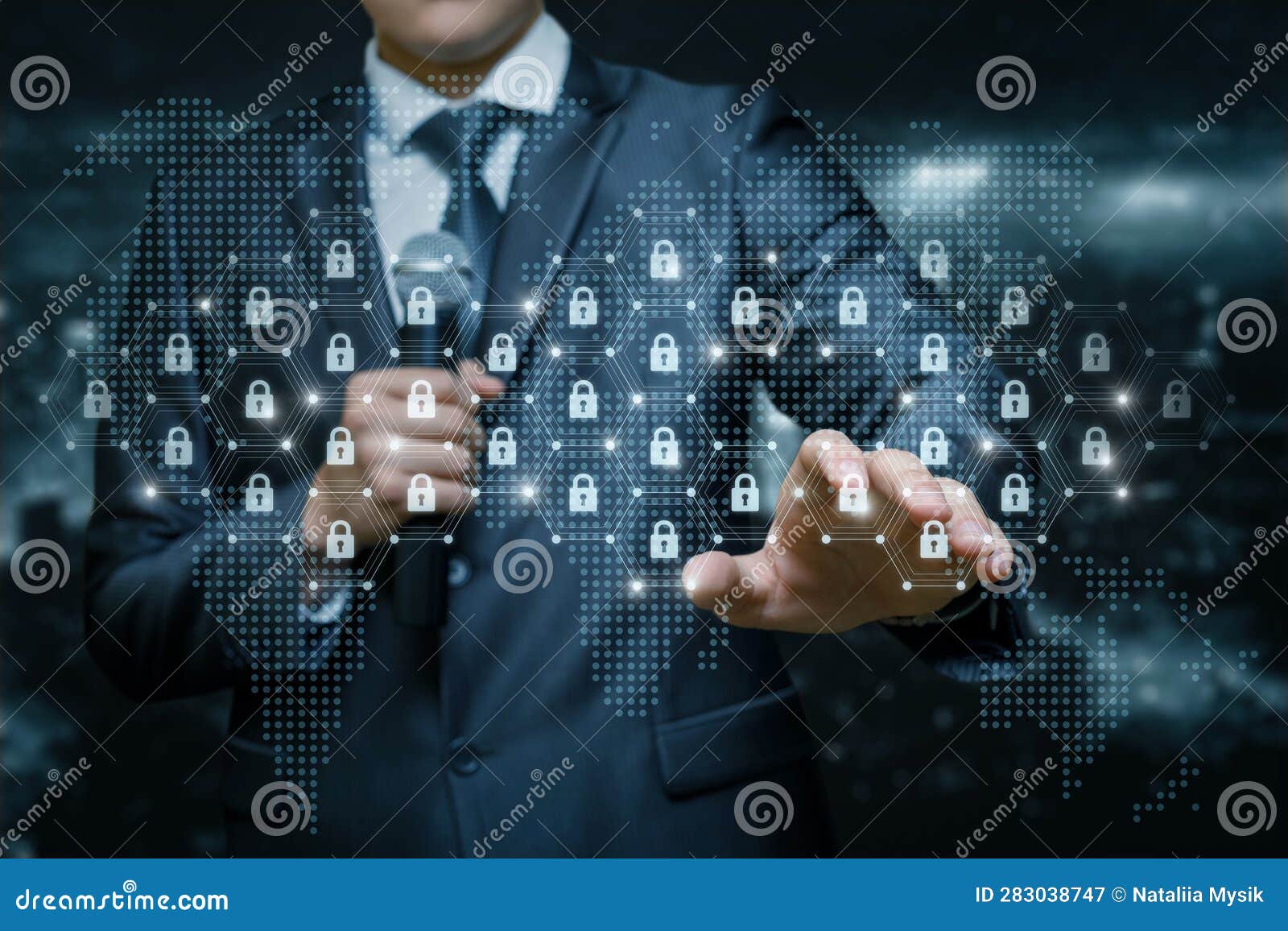 The Speaker Shows the System of Communication Security Stock Image ...