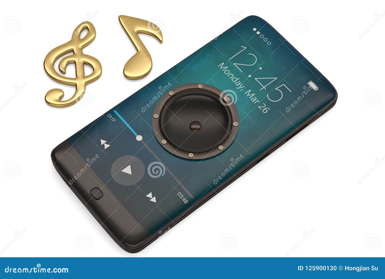 Speaker on Smartphone and Music Notes Audio Concept.3D Illustration ...